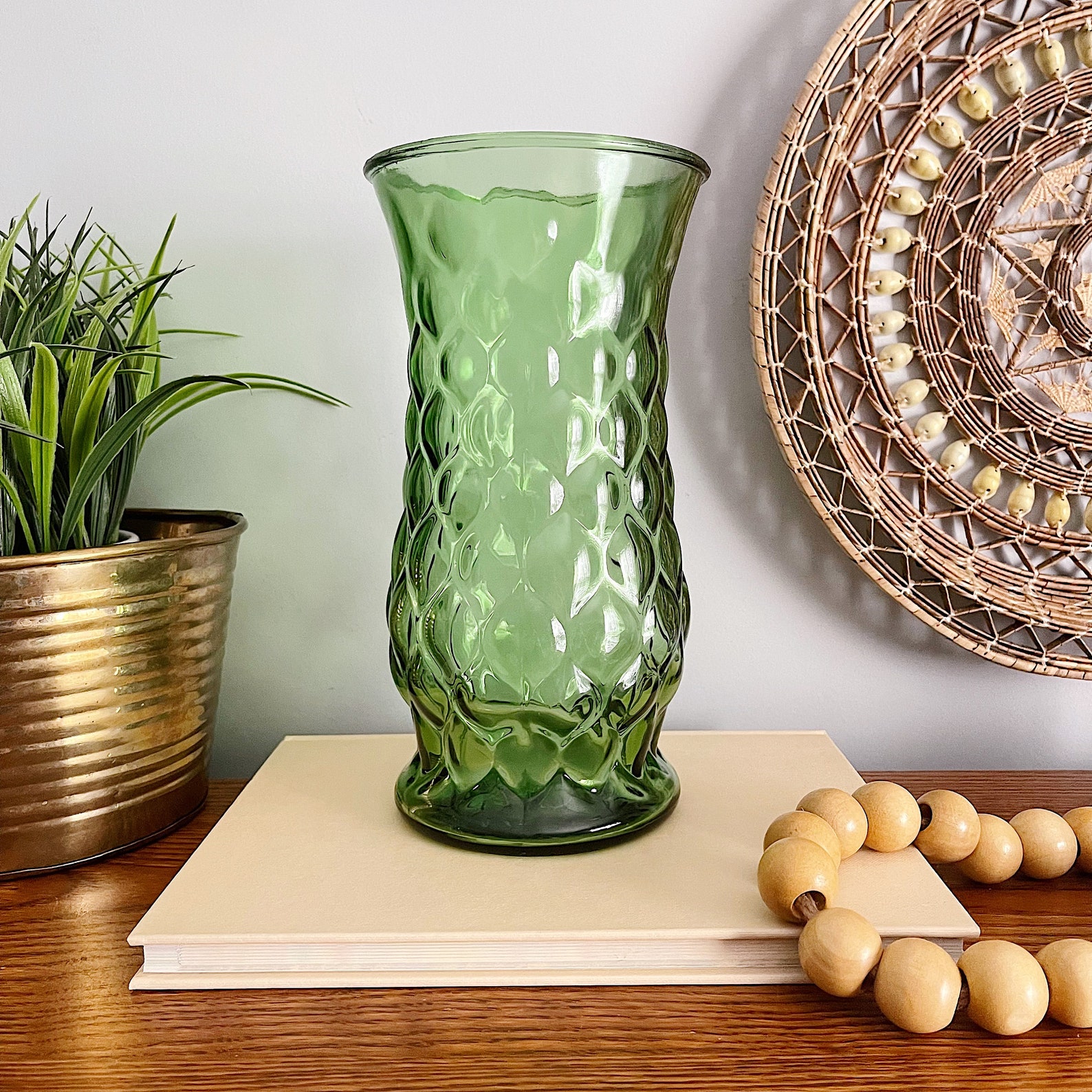Vintage Emerald Green Brody Ohio USA Glass Bubble Glass 9" Vase - Etsy