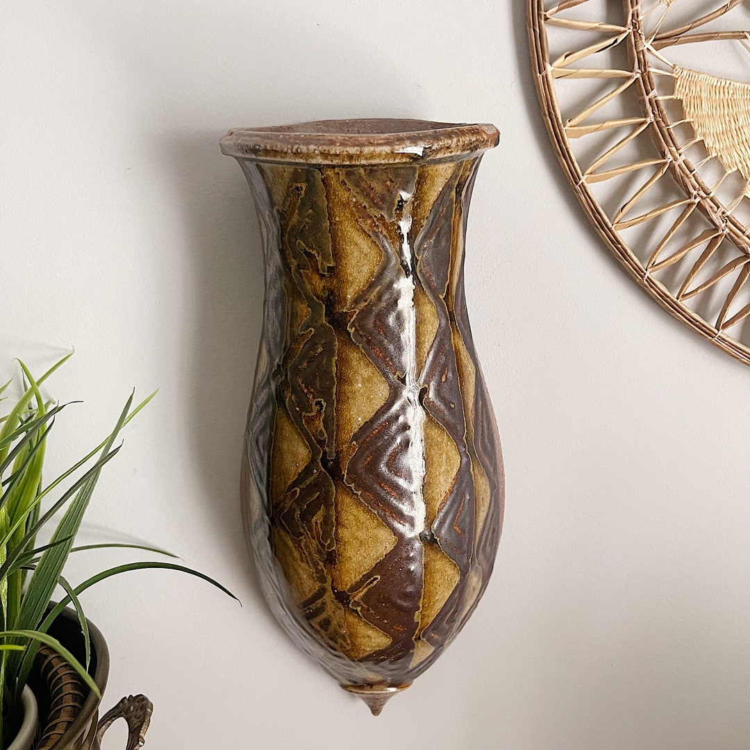 Vintage Handcrafted Ceramic Wall Pocket Vase Art Pottery - Etsy