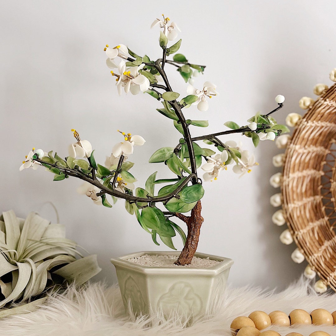 Vintage Glass Cherry Blossom Bonsai Tree Japanese Flower Arrangement Etsy