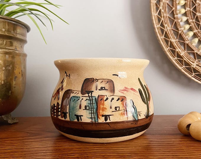 Vintage Handpainted Southwestern Adobe Pueblo Ceramic Pottery Bowl ...