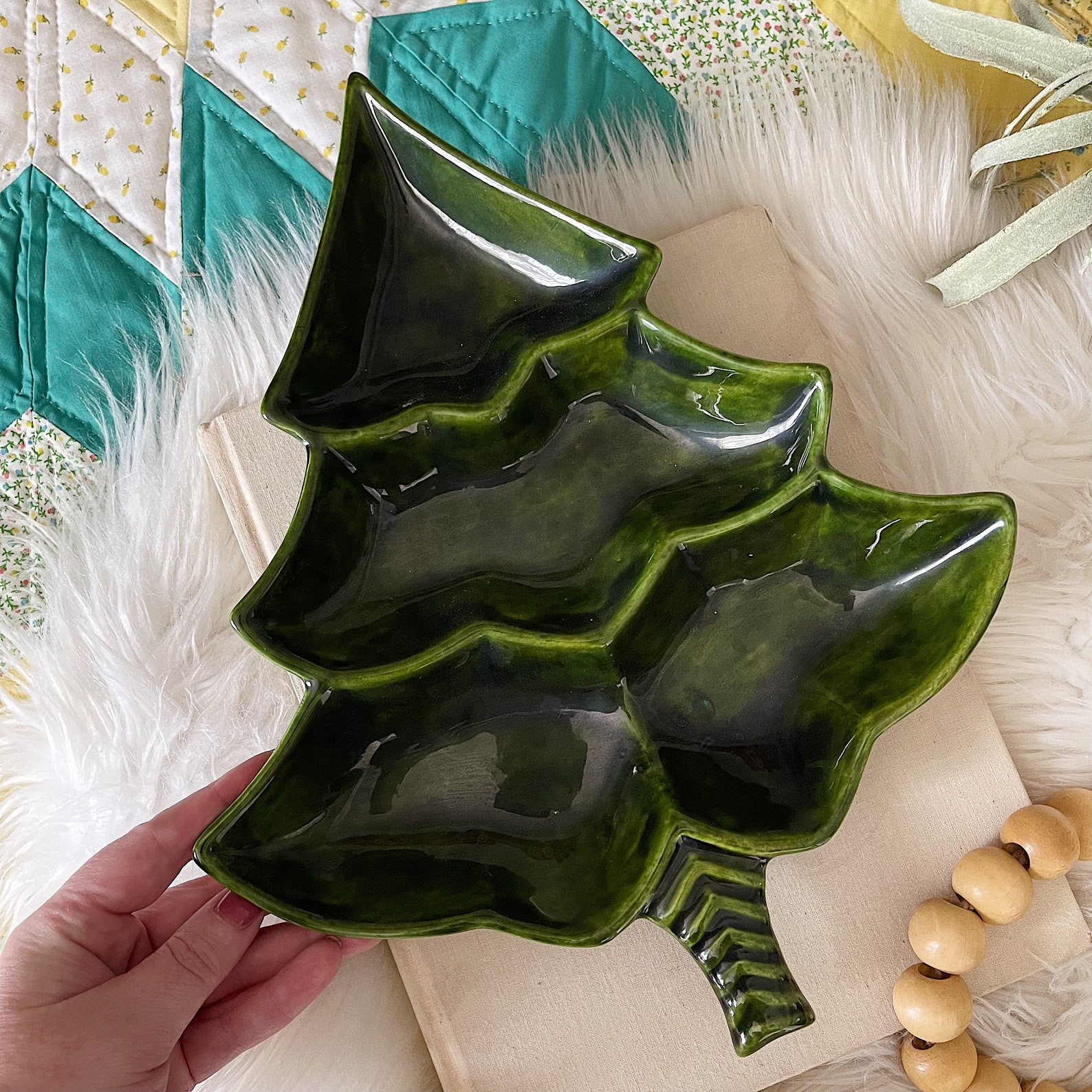 Vintage Ceramic Christmas Holiday Tree Serving Tray - Etsy