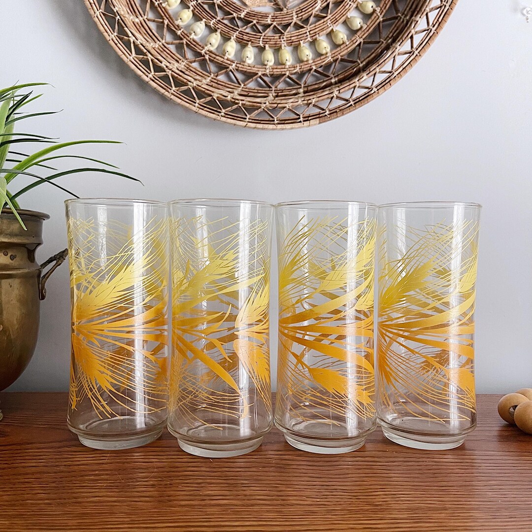 Vintage Libbey Glass Golden Wheat Spray Pattern - Glassware Iced Tea ...