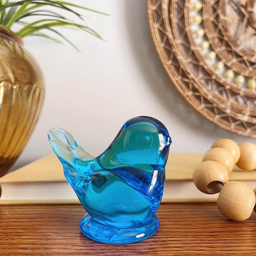 Vintage Leo Ward Art Glass Cobalt Blue Bird of Happiness, Bird ...