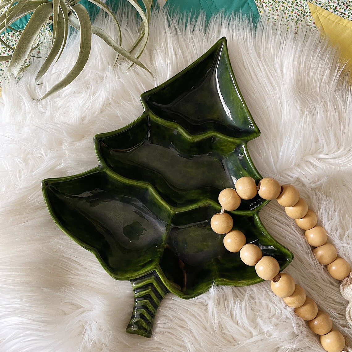 Vintage Ceramic Christmas Holiday Tree Serving Tray - Etsy