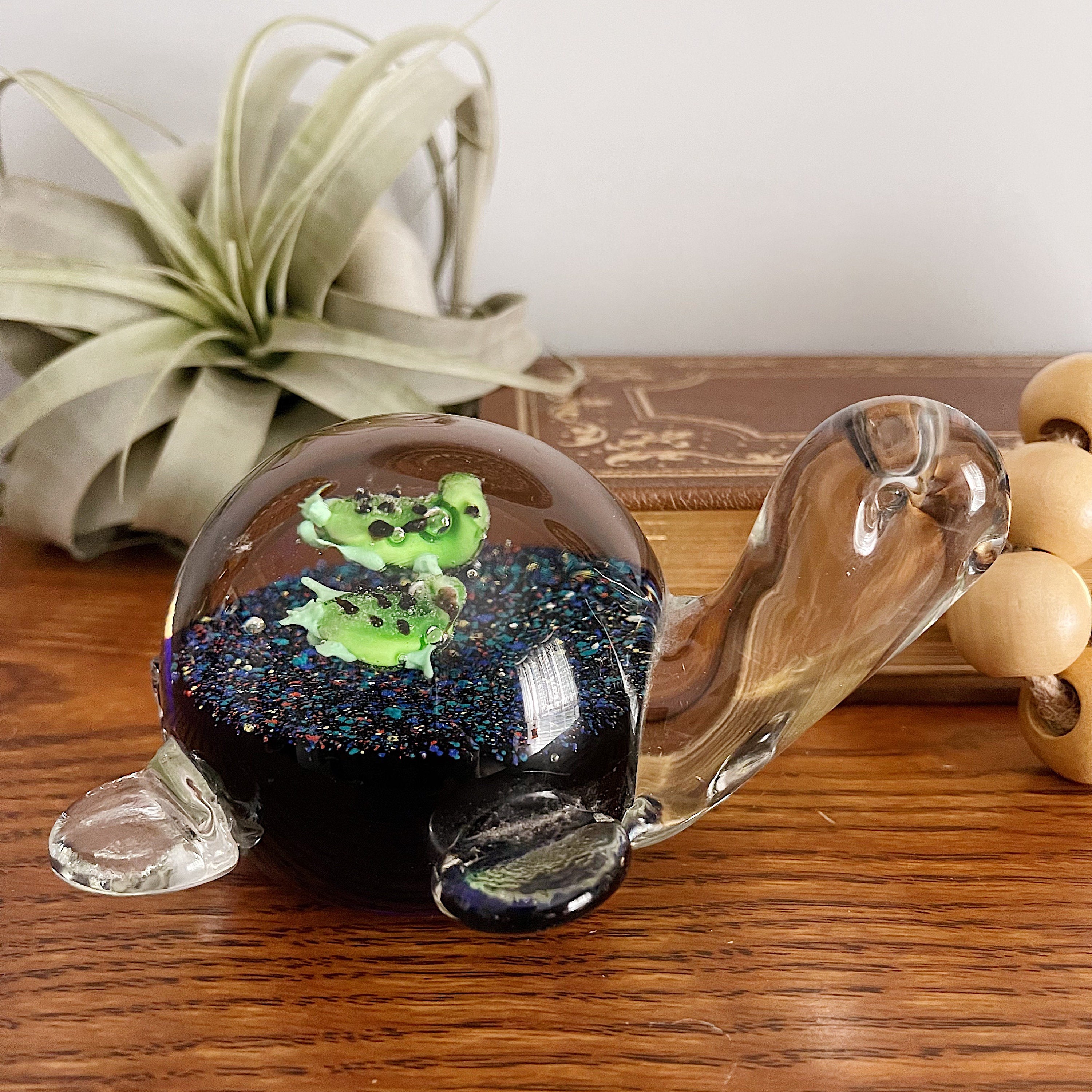 Vintage Ocean Sea Life Art Glass Orb Blue and Green Turtle - Etsy