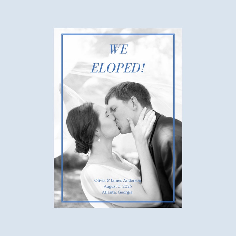 Elopement Announcement Printable Customizable Editable Canva Template ...