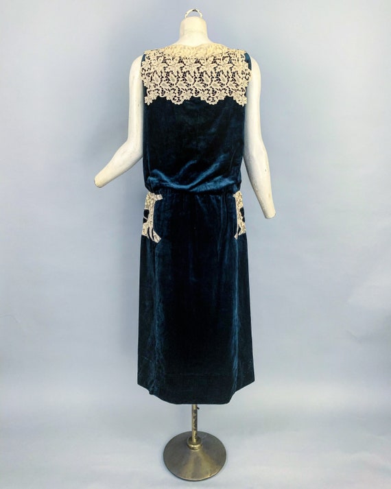 1920s sapphire velvet & lace dress | Vintage 20s blue… - Gem
