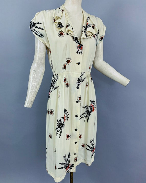 Vintage skeleton hand bleeding heart gothic dress - Gem