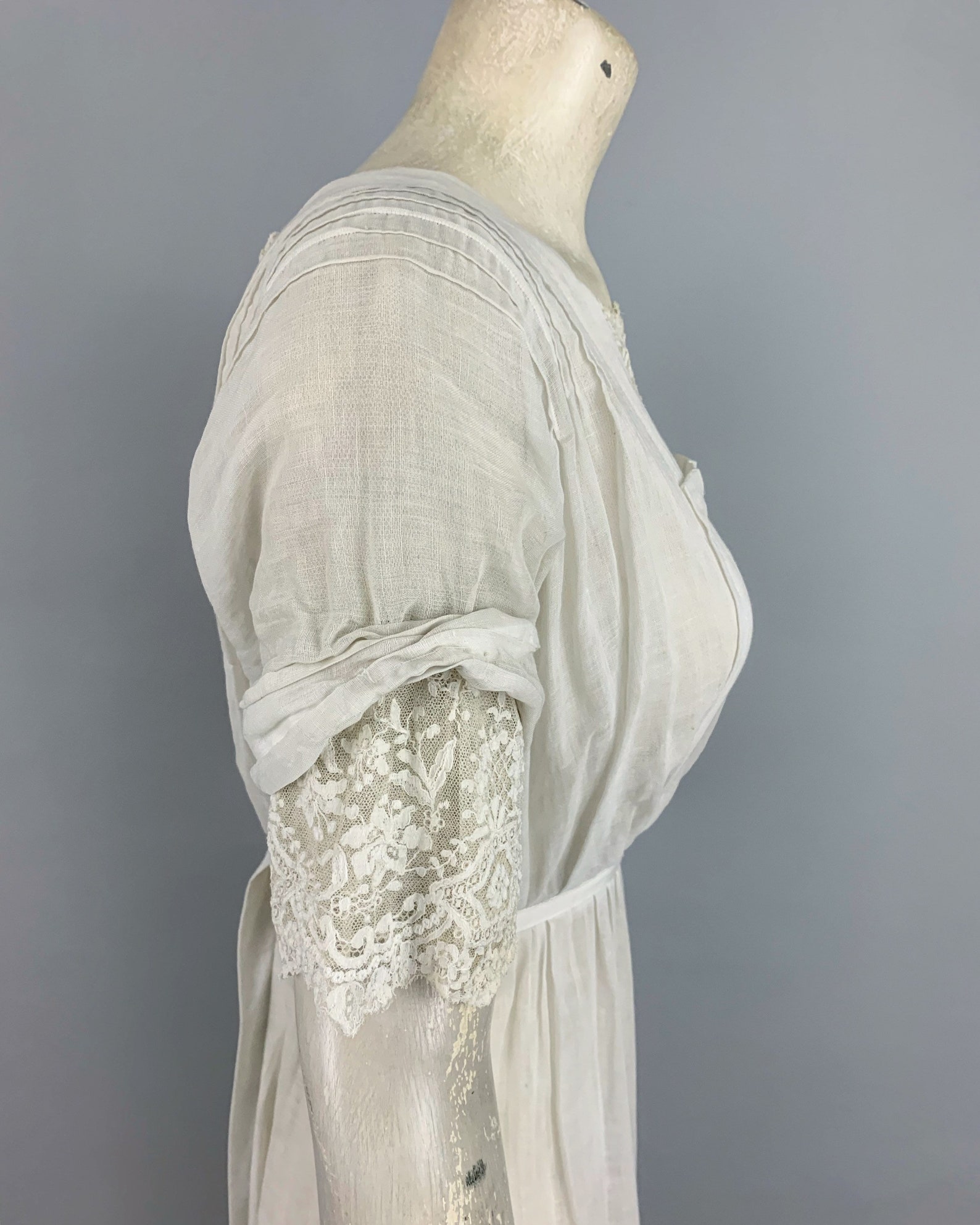 Antique Edwardian Tea Gown | Early 1900s 1910s Edwardian White Muslin ...