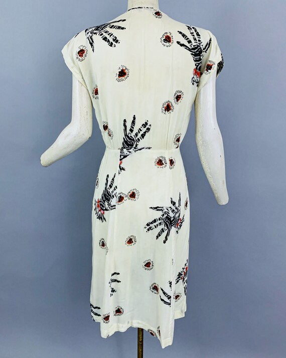 Vintage skeleton hand bleeding heart gothic dress - Gem