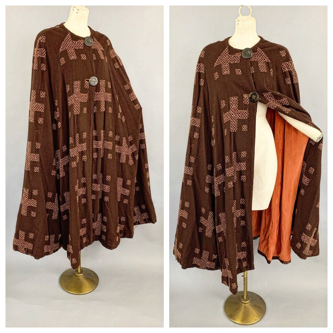 Vintage 60s Era Cross Design Long Wool Cape Vintage Gothic Wool Cape - Etsy