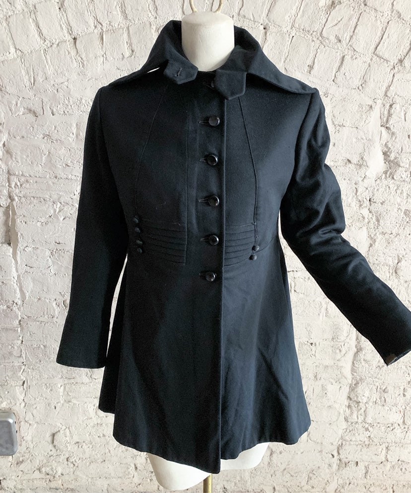 Antique Edwardian Wool Coat | 1900s 1910s Black Wool Edwardian Coat ...