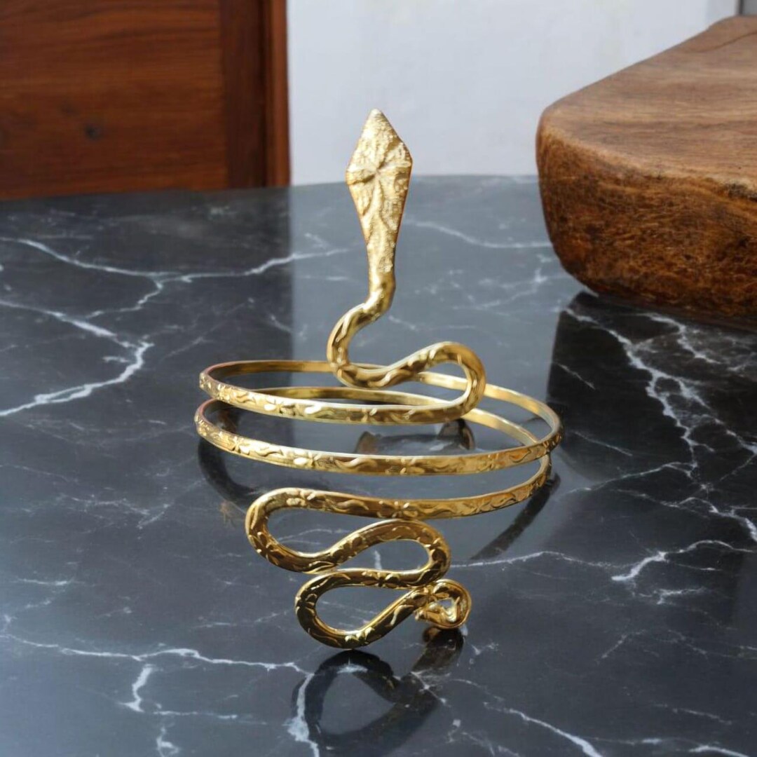 Snake Serpent Brass Cuff Armband Golden Armlet, Traditional Minakari ...