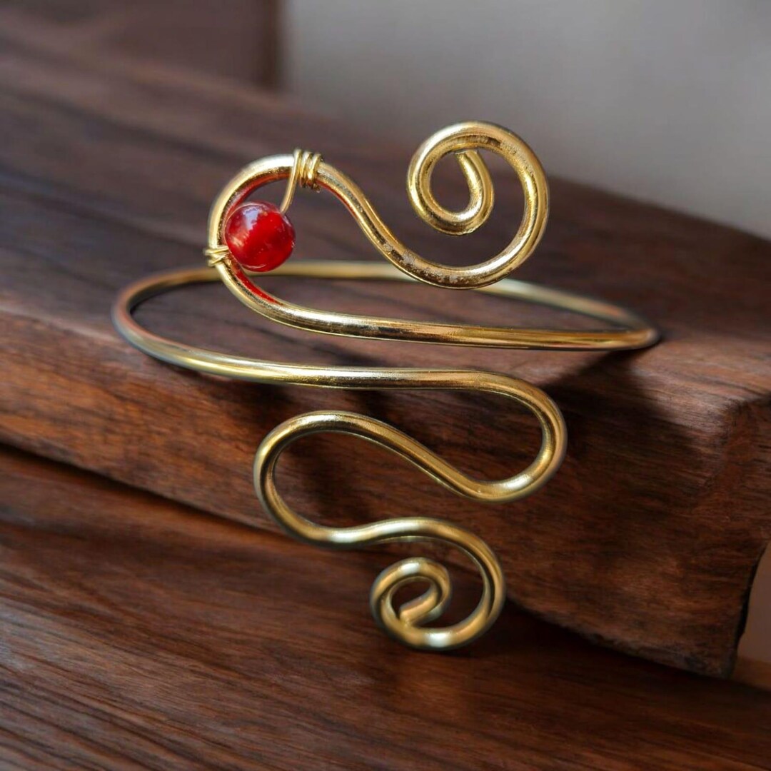 Flower Rounded Brass Cuff Armband Golden Armlet, Traditional Minakari ...