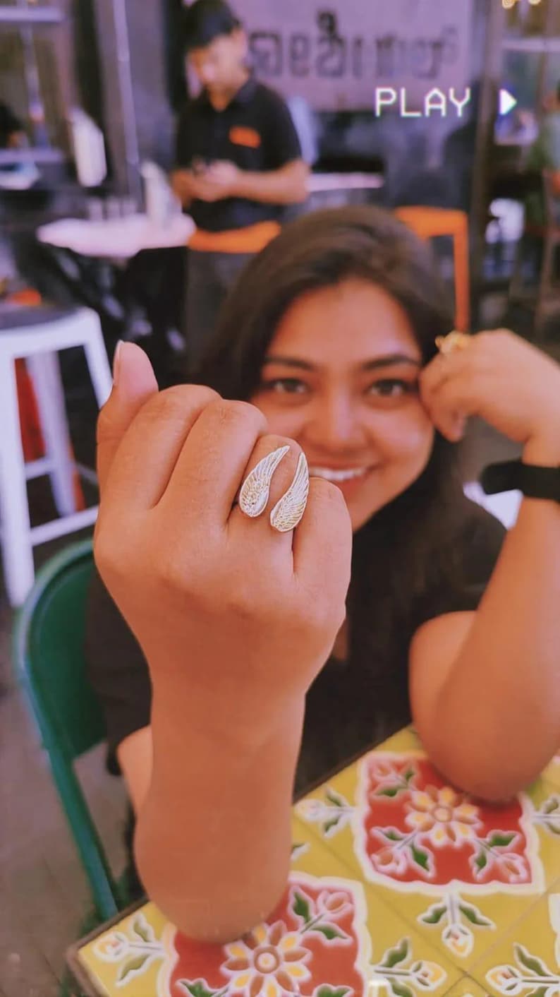 Angel Wings Brass Bohemian Silver Gold Ring Jewellery for Women ...