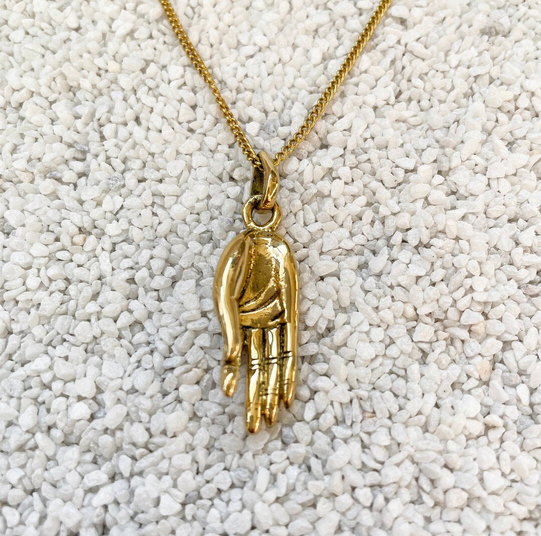 Budha Hand Gold Brass Pendant With Chain,gyan Mudra Silver Pendant - Etsy