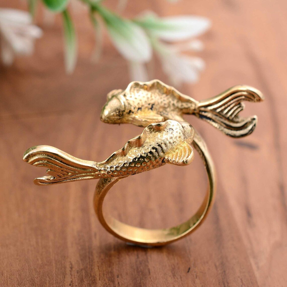 Koi Fish Infinity Bond Fish Handmade Brass Boho Statement Ring,unique ...