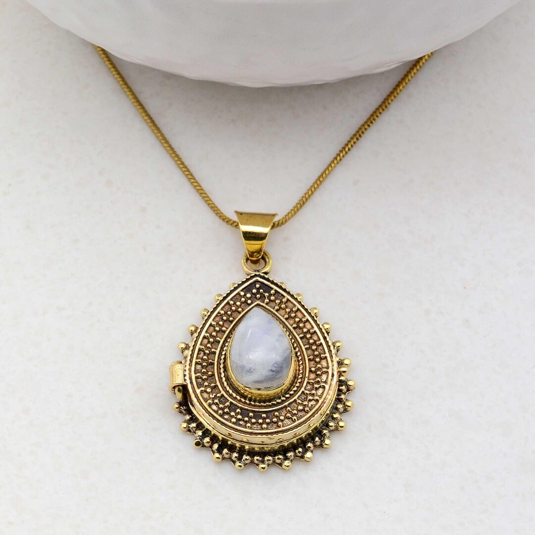 Secret Compartment Poison Prayer Box Gemstone Pendant for Women ...