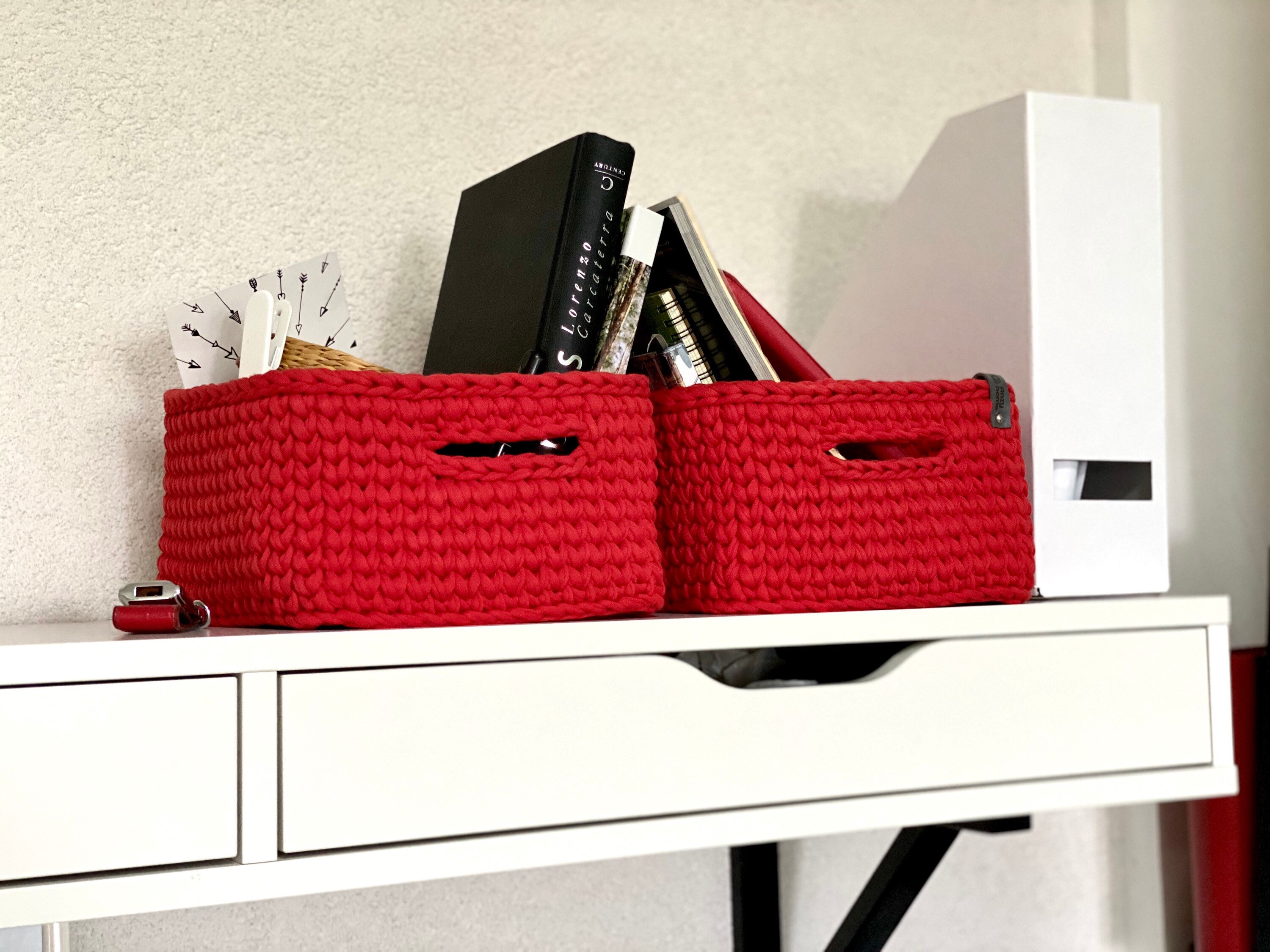 Red Storage Basket Rectangular for Suitable Home Organization | Etsy