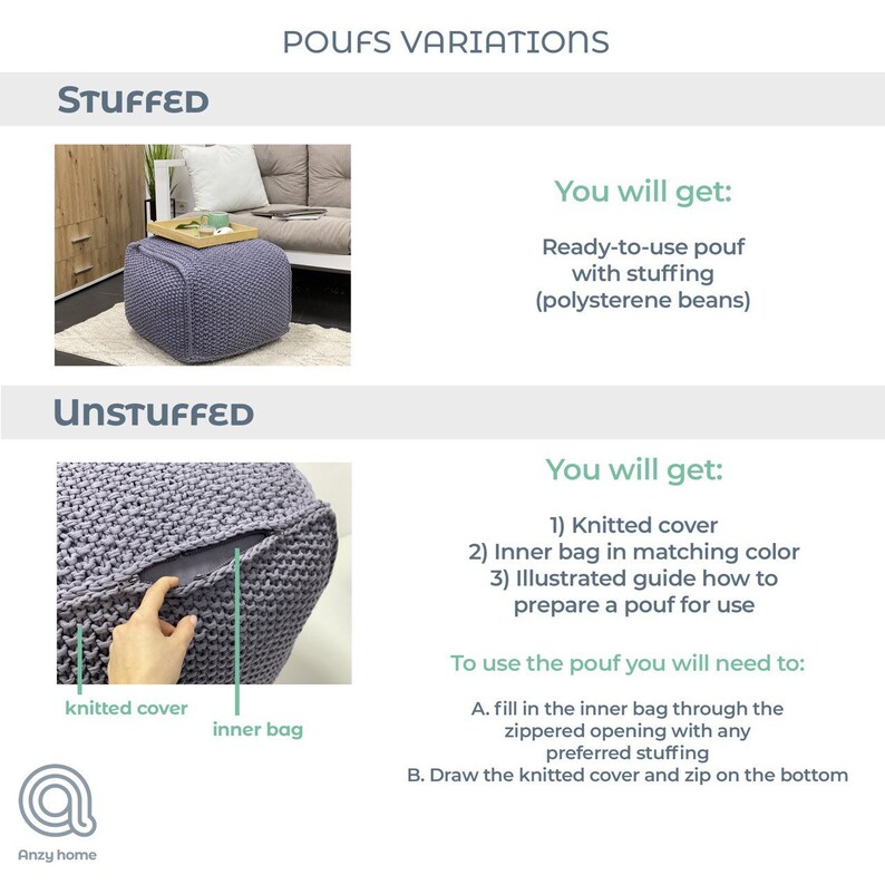 Lemon Bright Knitted Pouf Coffee Table Square Pouf Floor Pouf - Etsy