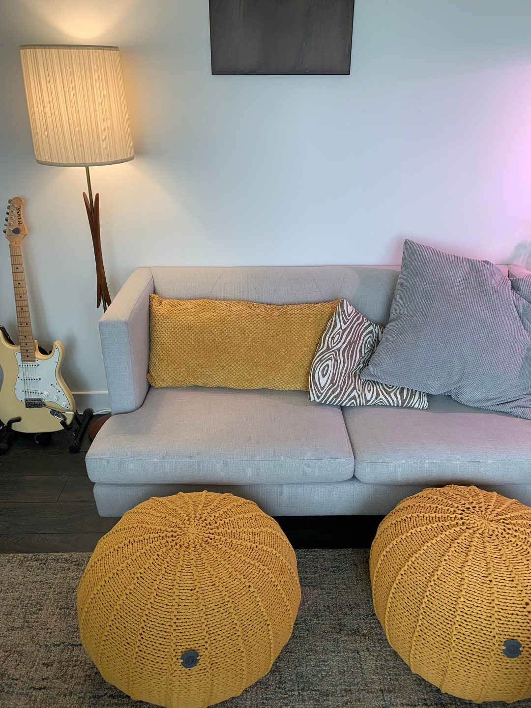 Knitted Poof, Eco Friendly Decor, Floor Round Pouf, Toddler Room Decor ...