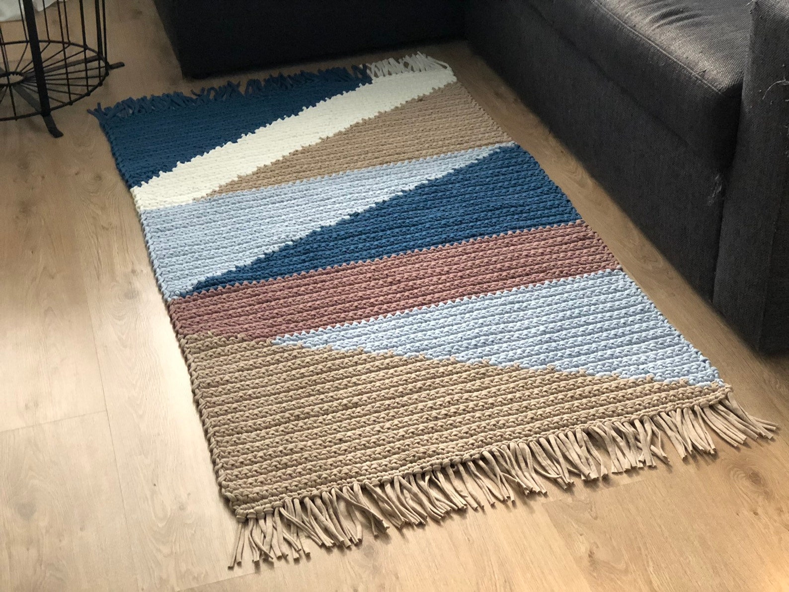 Area Rug Multicolored Patterned Rug Crochet Rectangular - Etsy