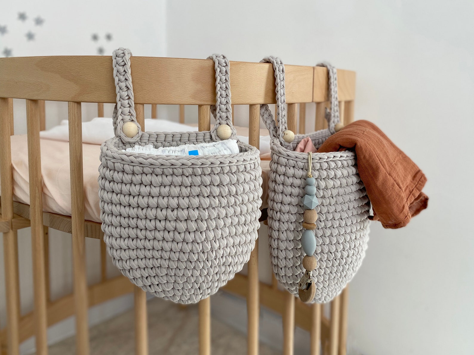 Hanging Storage Basket Crib Basket Hanging Toy Pocket | Etsy