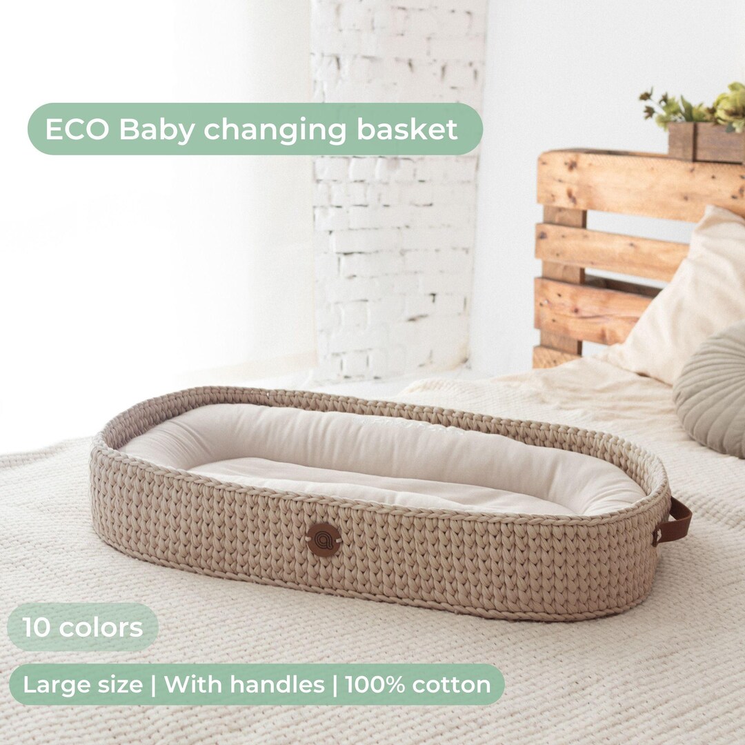 Cotton Wide Diaper Changing Basket Baby Shower Gift Large Baby Changing ...