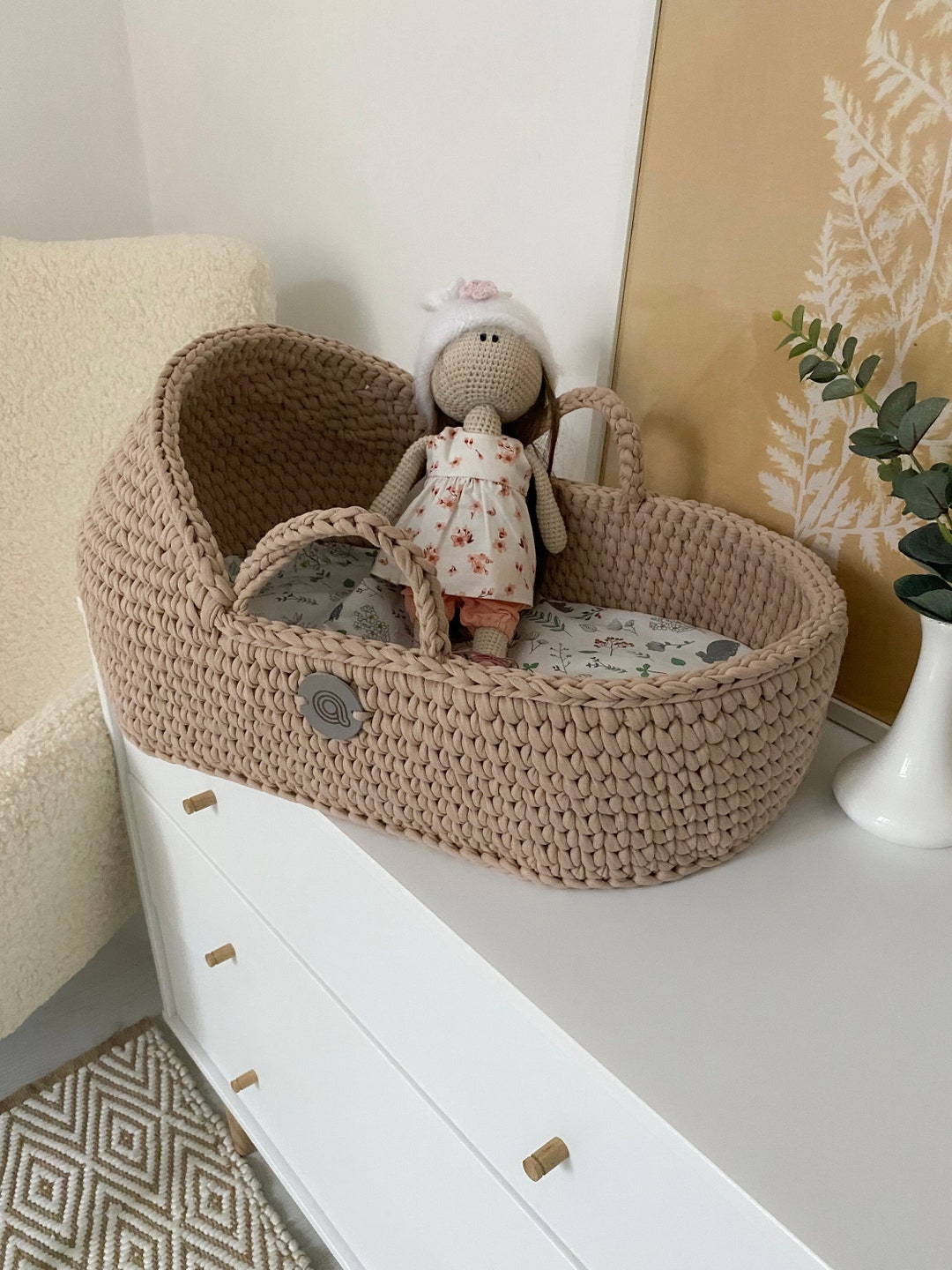Baby Doll Basket With Hood, Doll Crib, Doll Bassinet, Baby Doll Bed ...
