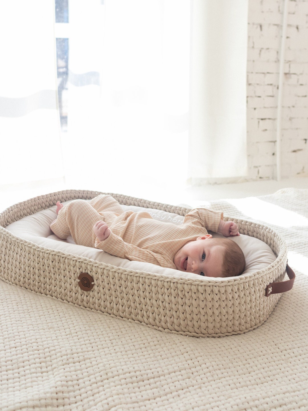 Beige Baby Changing Basket, Ecru Diaper Changing Table Basket, Boho ...