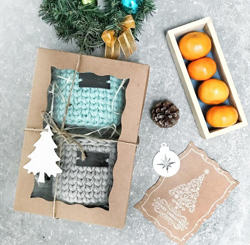 Christmas Gift Idea Holiday gift box with two crochet | Etsy