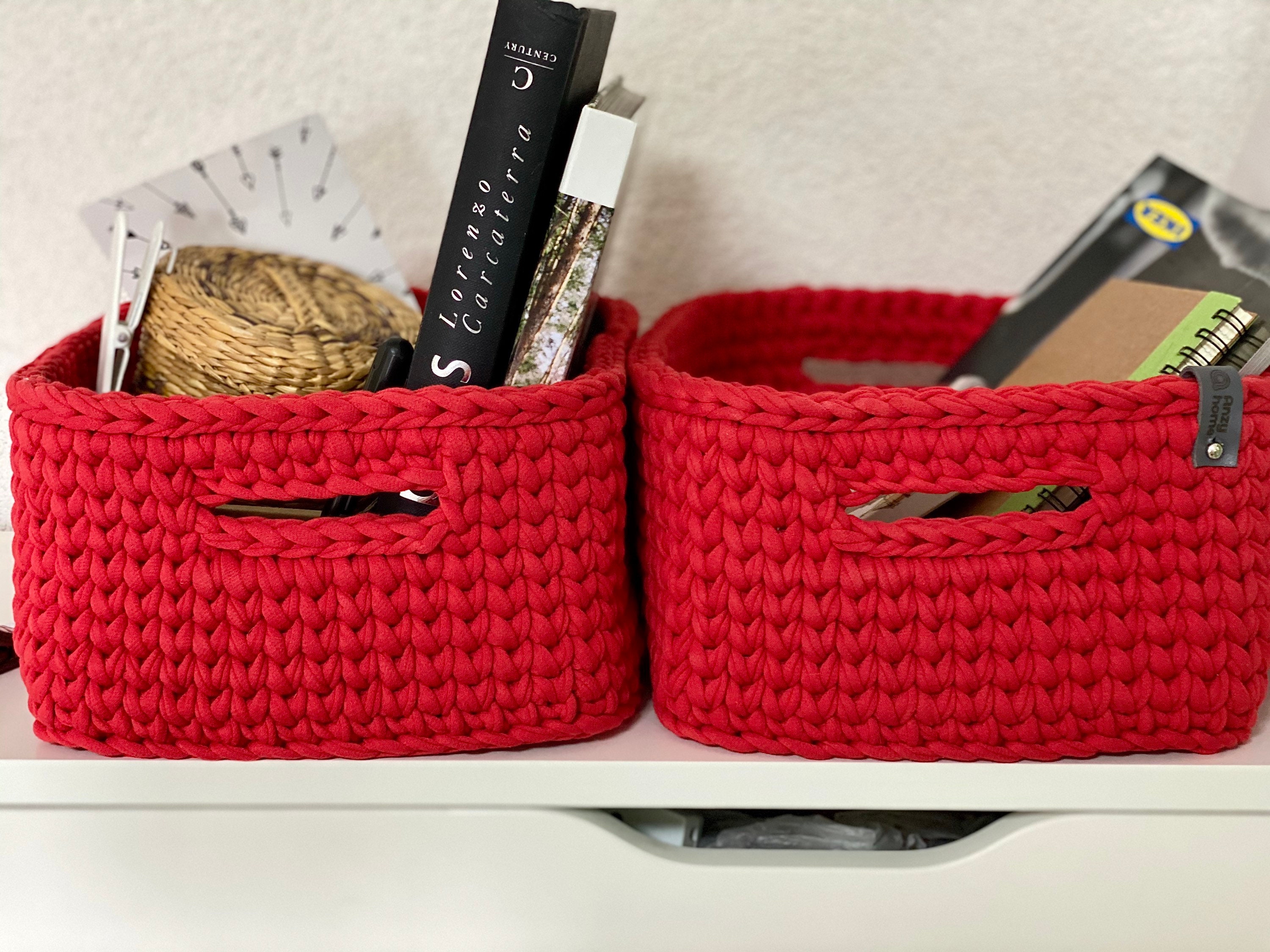 Red Storage Basket Rectangular for Suitable Home Organization | Etsy