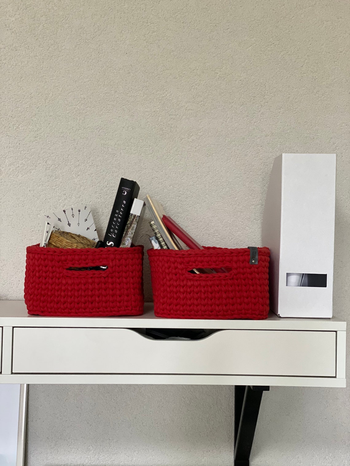 Red Storage Basket Rectangular for Suitable Home Organization - Etsy