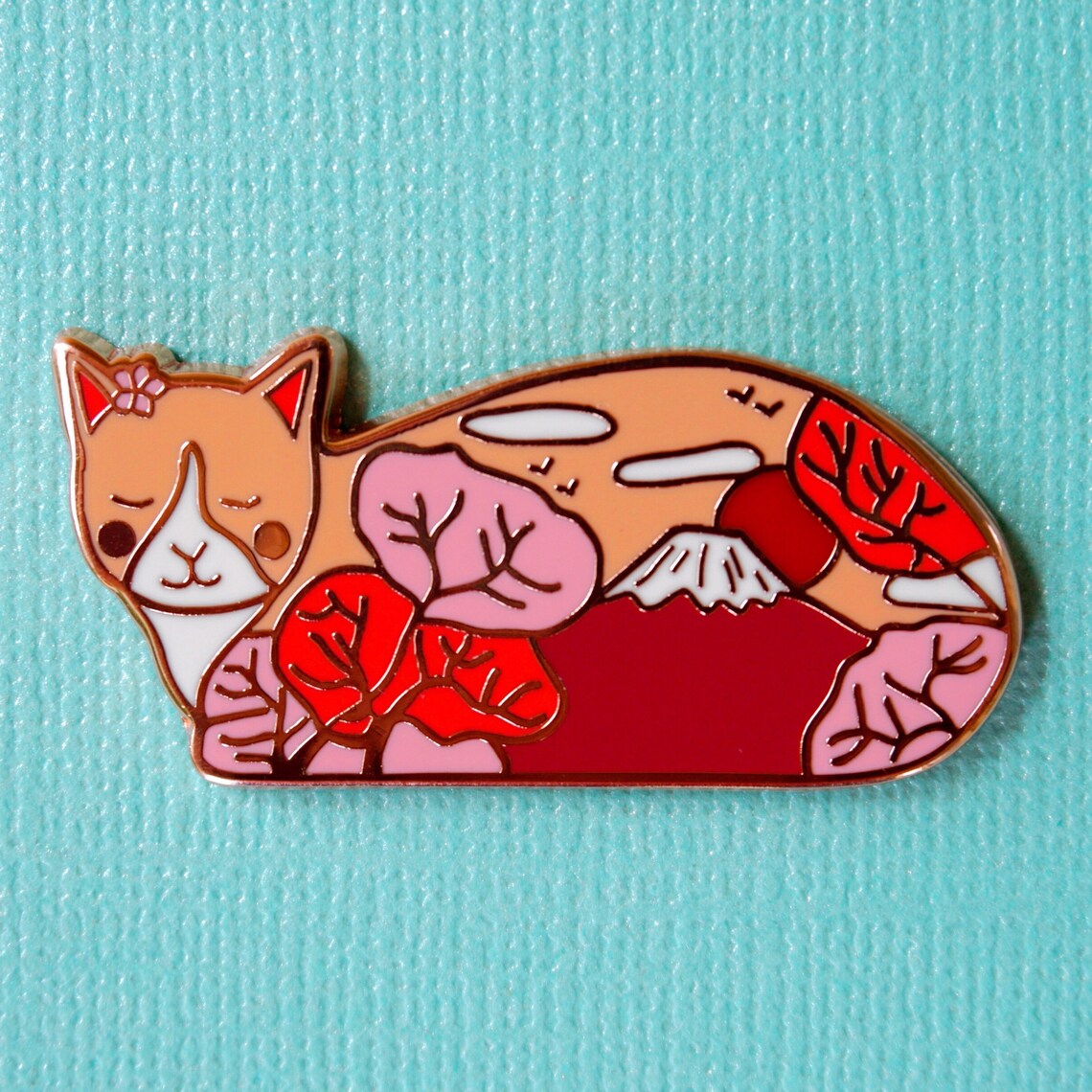 Mount Fuji Cat Hard Enamel Pin - Etsy
