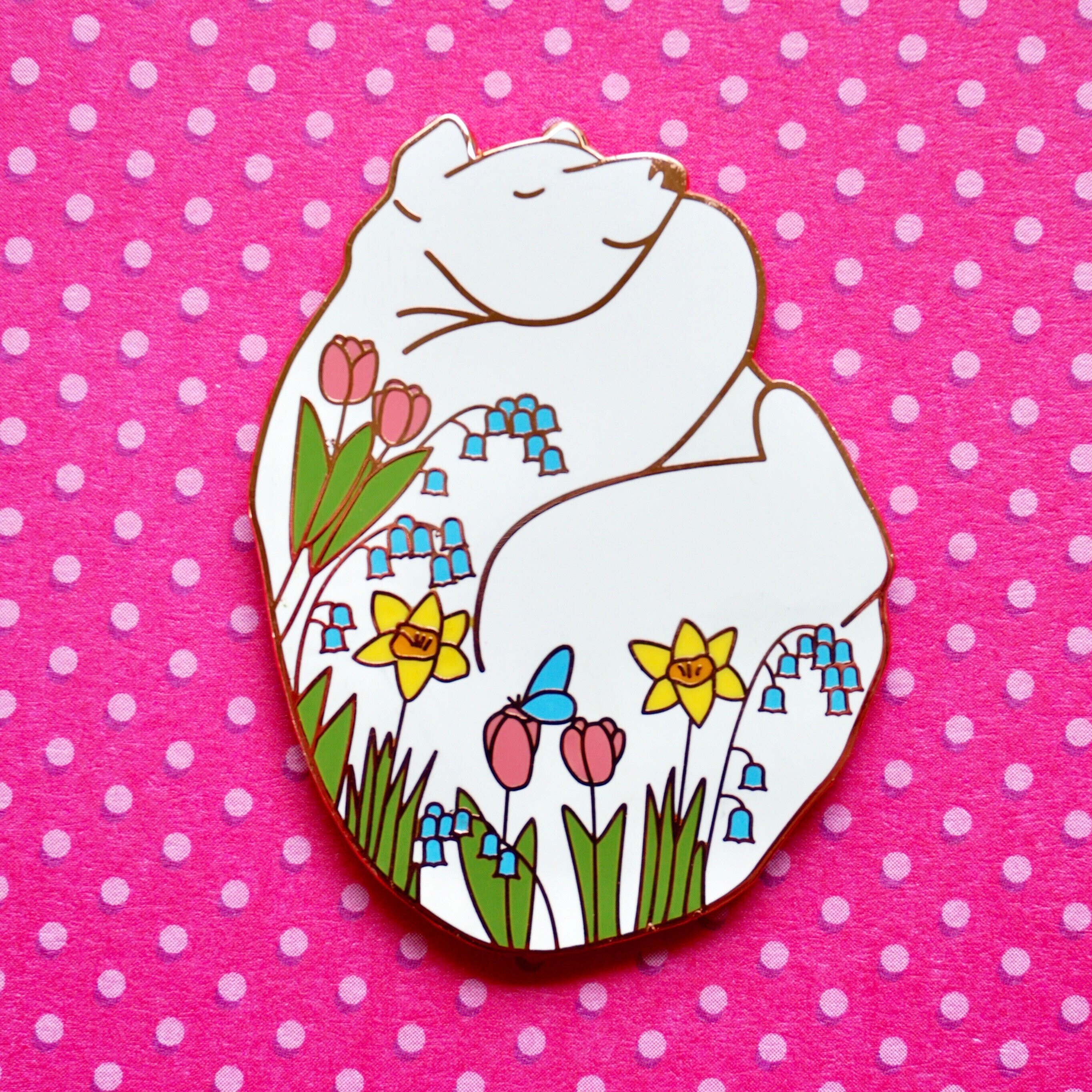 Sleepy Spring Bear Hard Enamel Pin - Etsy