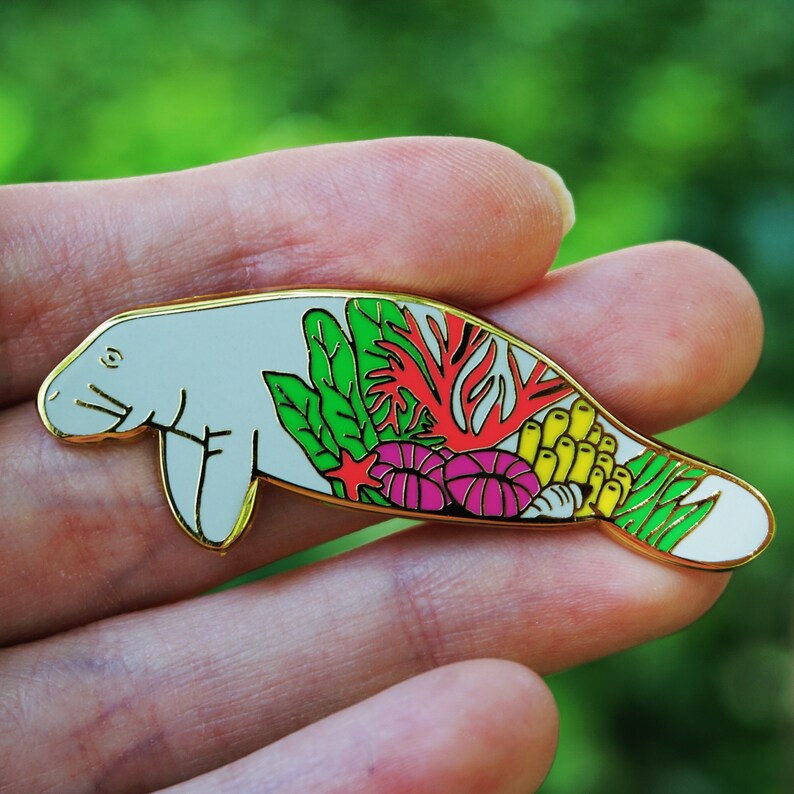 Coral Manatee Hard Enamel Pin - Etsy