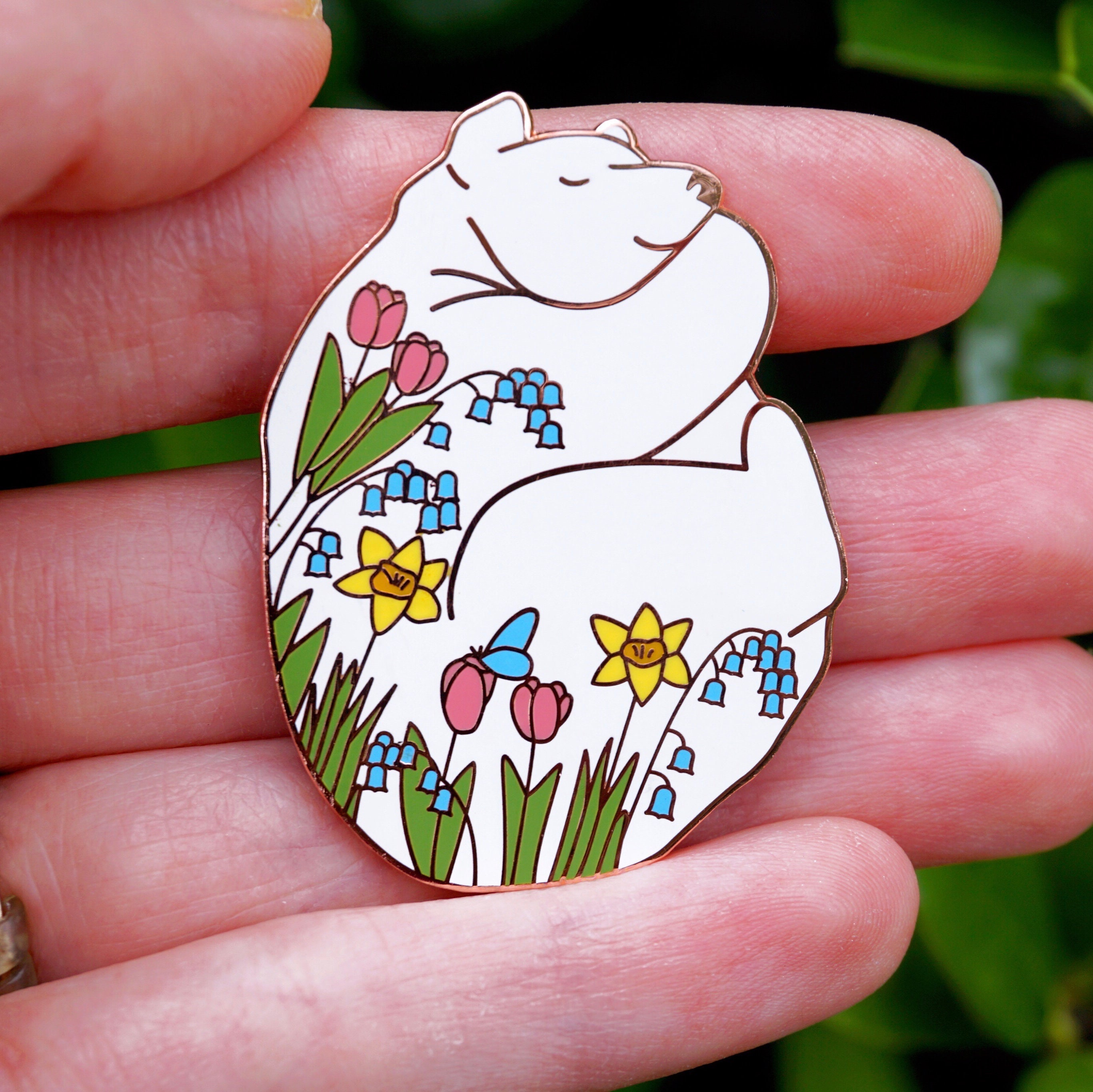 Sleepy Spring Bear Hard Enamel Pin - Etsy