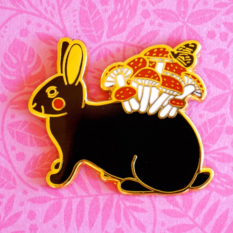 Mushroom Bunny Hard Enamel Pin - Etsy