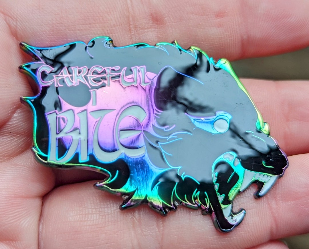 Careful I Bite - Original Monster Lovers Pin - Rainbow Plating - Etsy