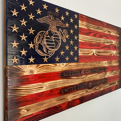 Rustic American Marine EGA Seal Flag Custom Made From Select - Etsy