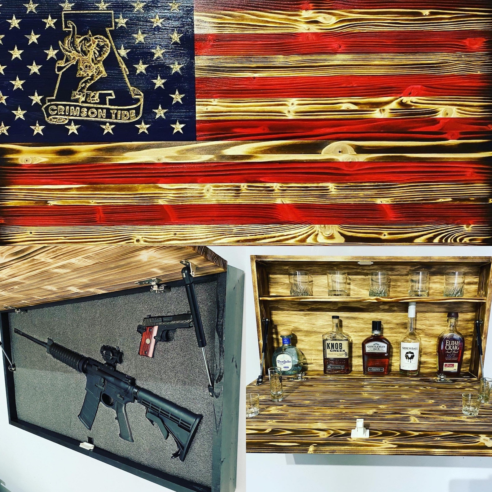 Wood American Flag Concealment Gun Case Cabinet Gun Cabinet - Etsy