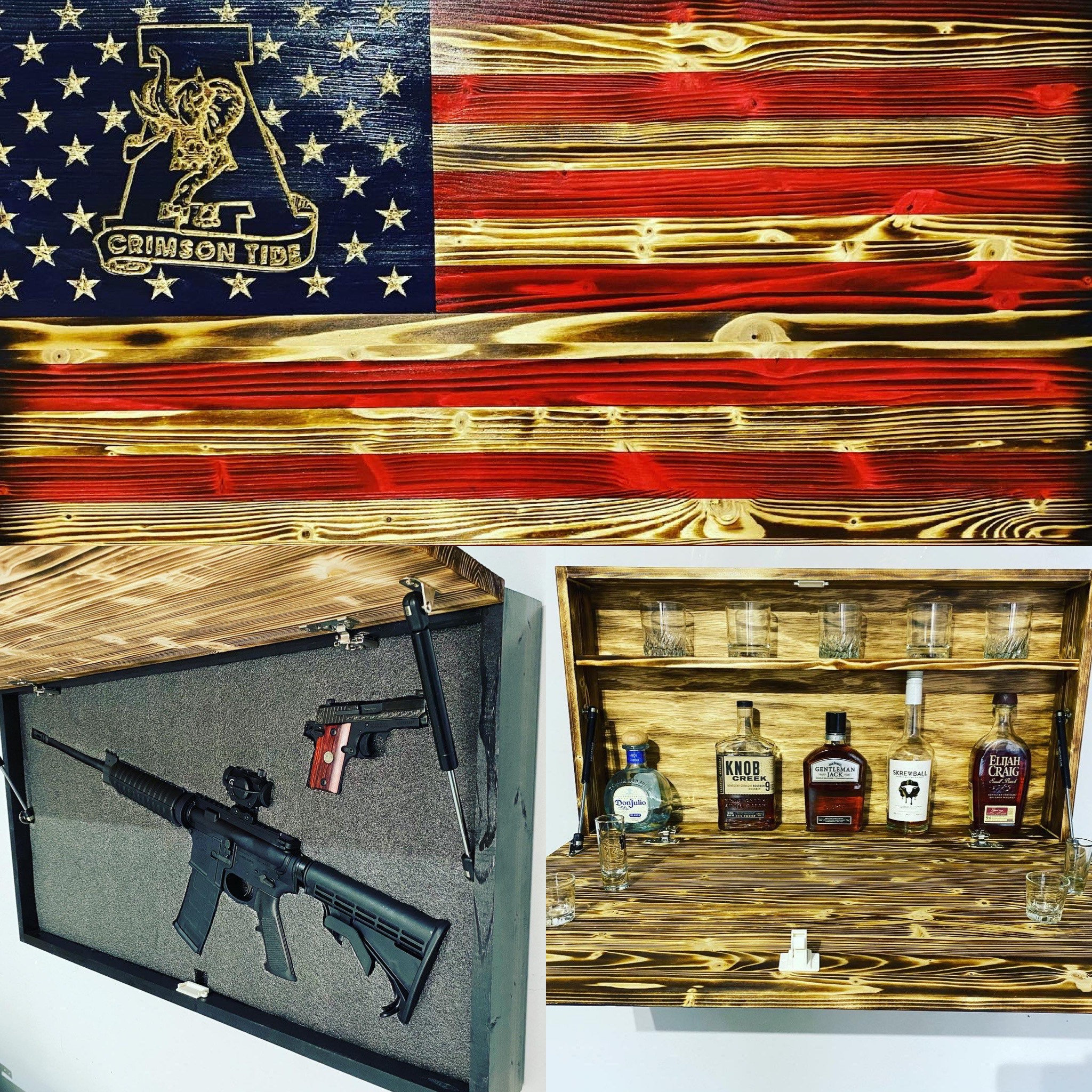Wood American Flag Concealment Gun Case Cabinet Gun Cabinet - Etsy