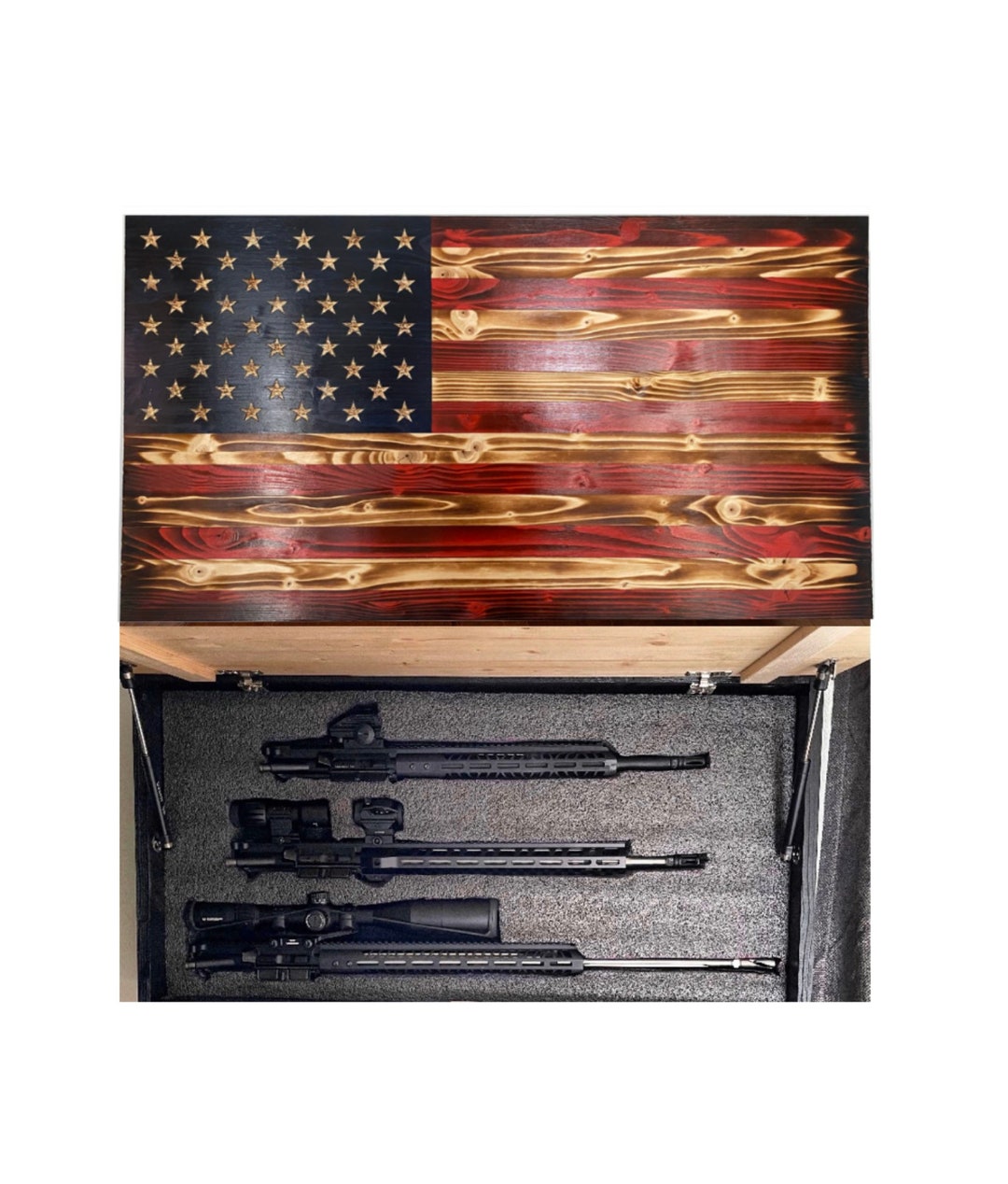 Wood American Flag Concealment Gun Case Cabinet Gun Cabinet - Etsy