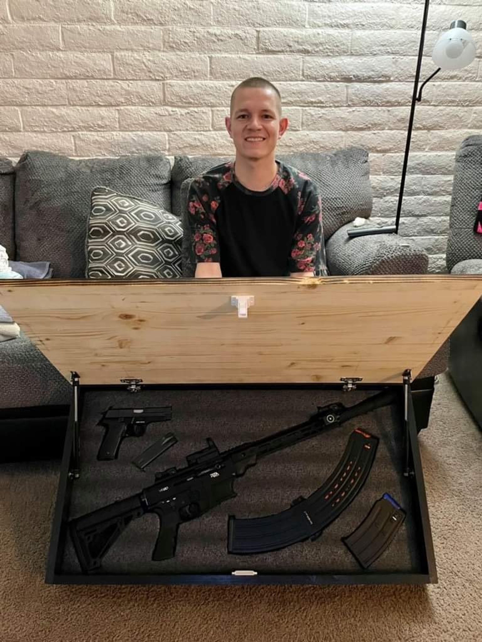 Wood American Flag Concealment Gun Case Cabinet, Concealment Flag, Gun ...