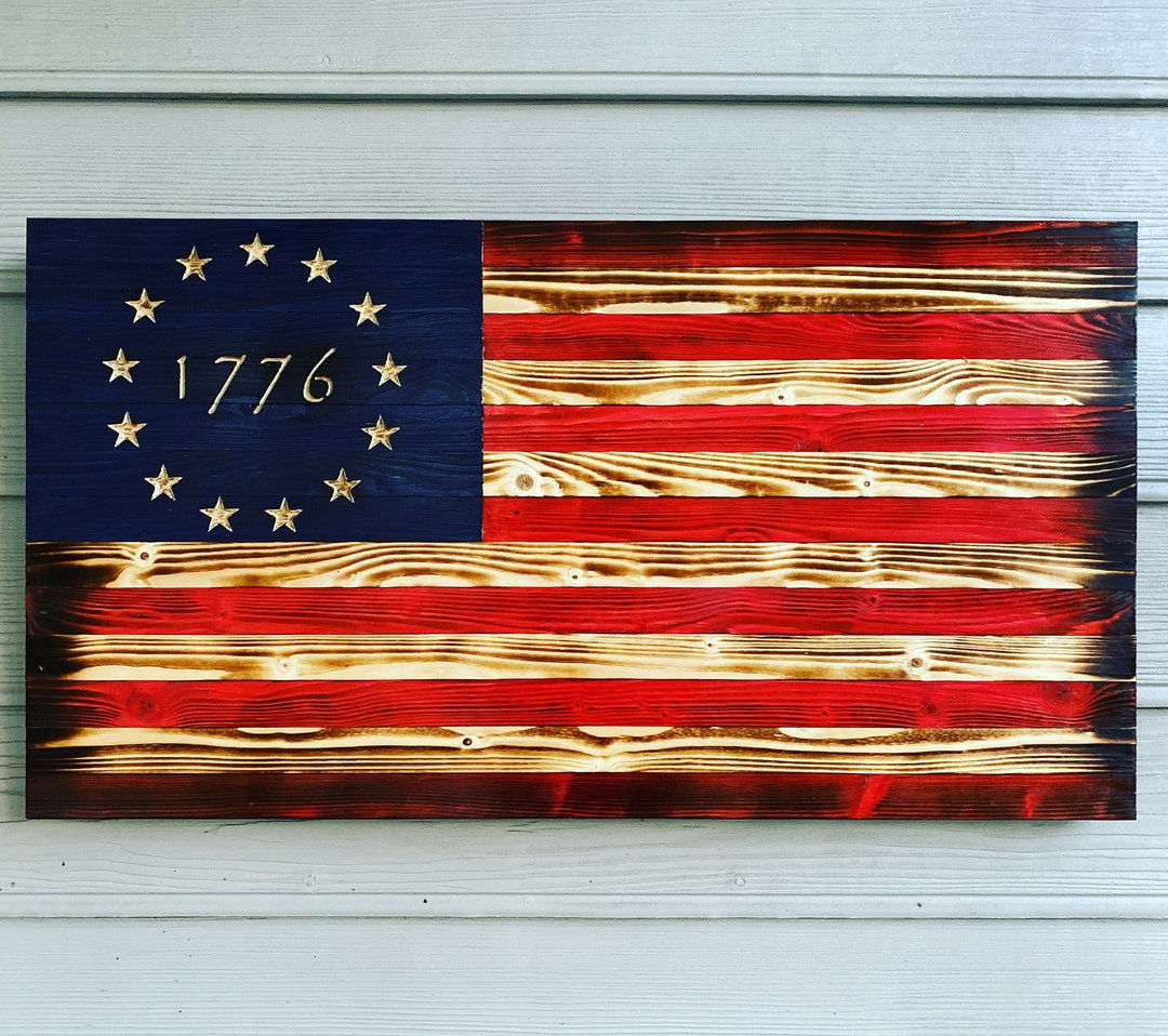 1776 American Flag, Betsy Ross, Rustic Flag, Wood Flag, Rustic Wall ...