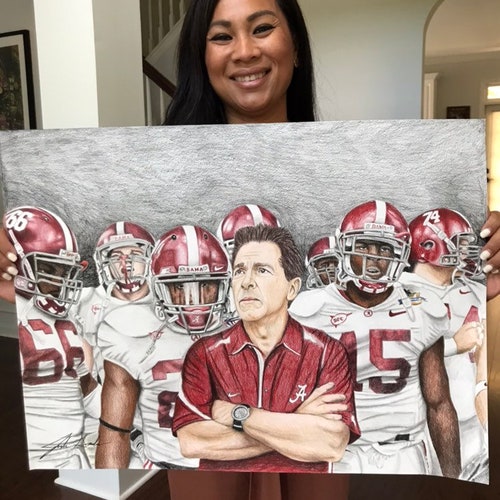 Nick Saban 11x14 Pencil Drawing Print Alabama Crimson Tide - Etsy