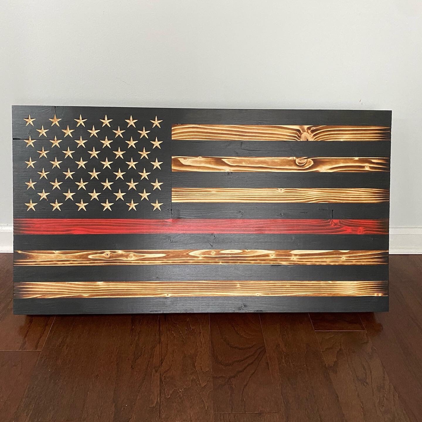 Wood American Flag Red Stripe American Flag Firefighter - Etsy