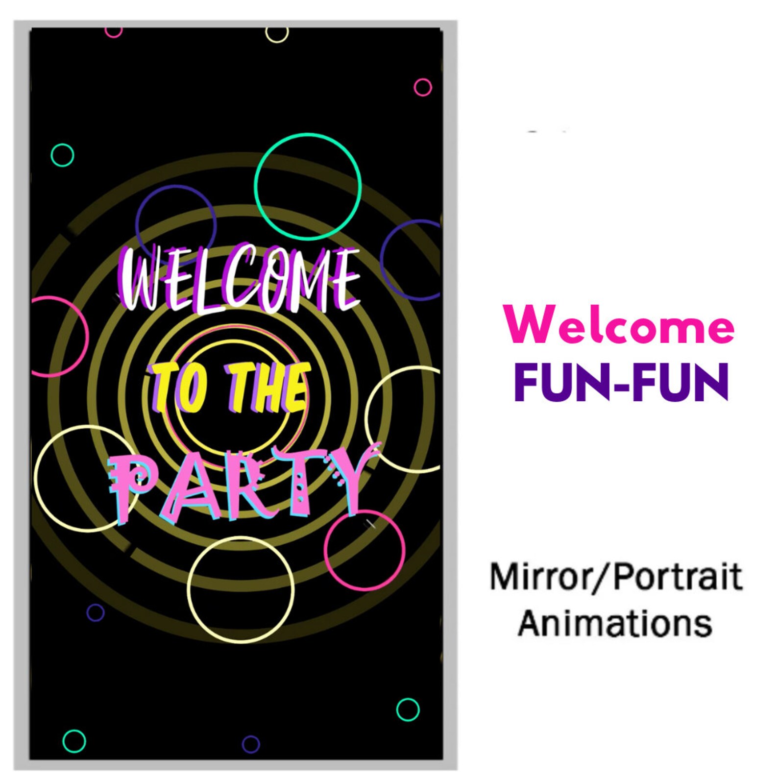 Welcome Fun-fun Start Screen Mirror Photo Booth Animation| Touch to ...