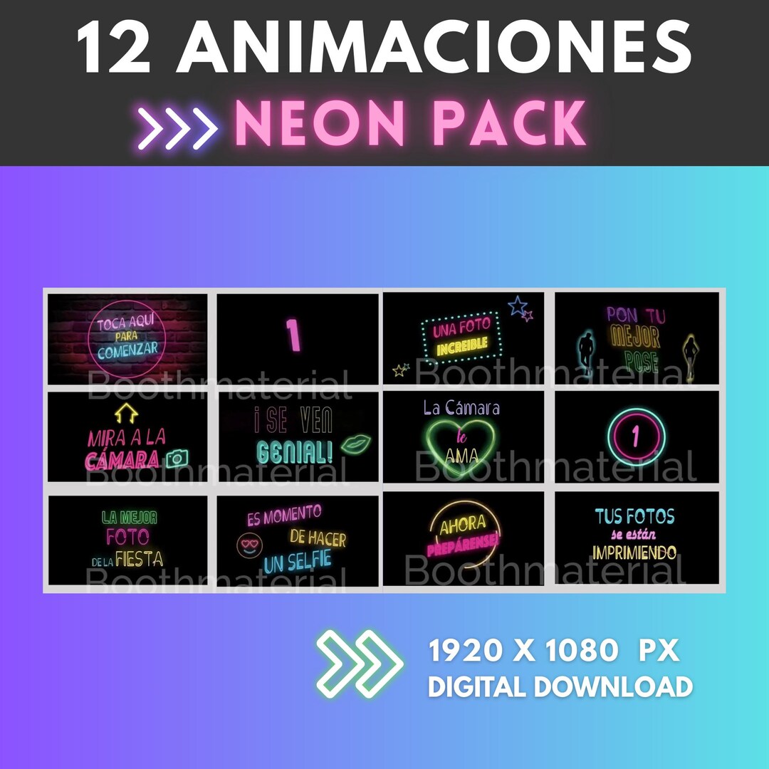 Horizontal Neon Animation Pack for Photo Booths, Photo Booths, and Photo Booths. Animations for ...