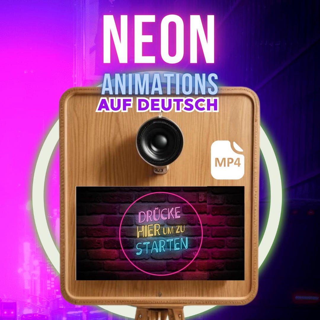 Neon Party German Animations Landscape Set to Photo Booth| Neon Retro ...